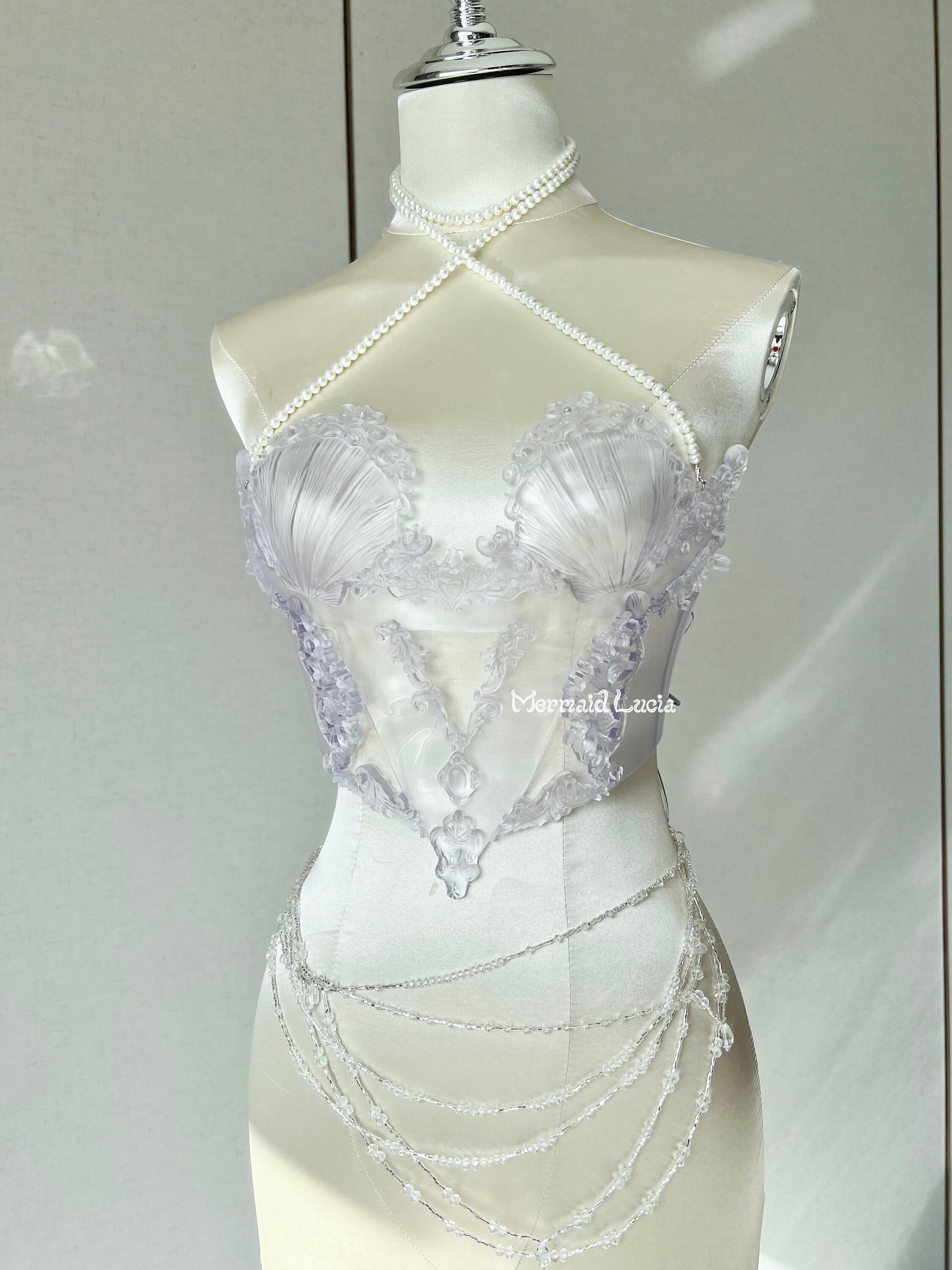 Transparent Shell Girl Resin Mermaid Corset Bra Top Cosplay Costume ...