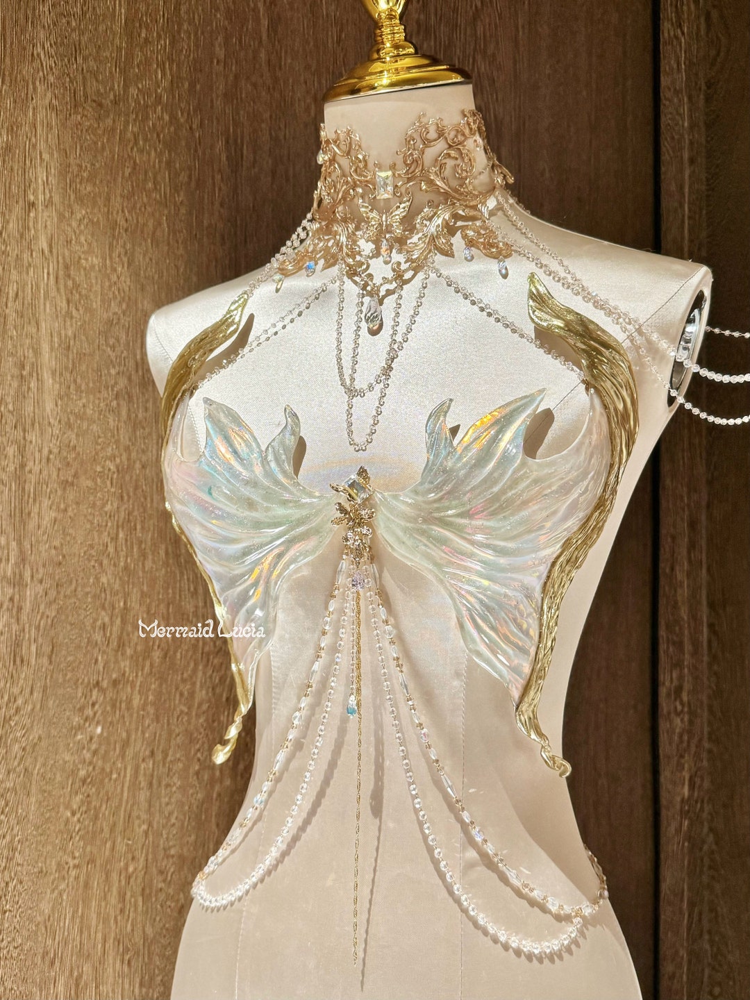 Heavenly Wings Resin Porcelain Mermaid Corset Bra Top Cosplay Costume ...
