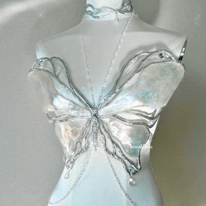 Ice Rift Crystal Butterfly Zirconia Resin Porcelain Mermaid Corset Bra ...