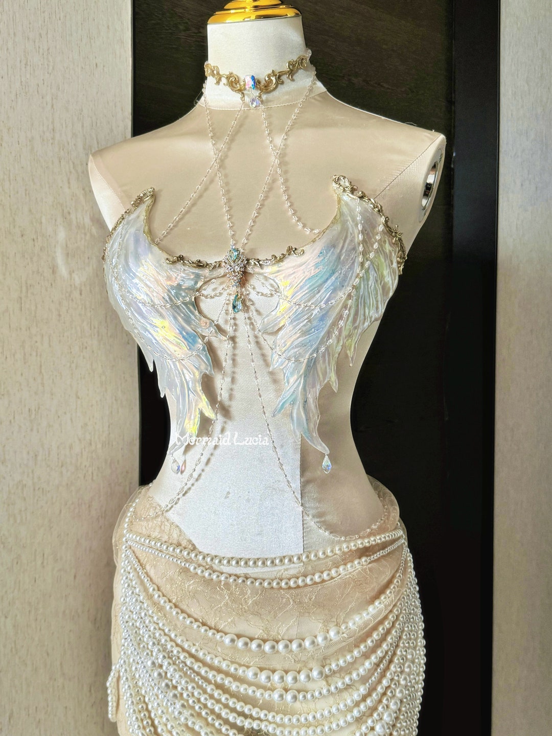 Angel Wings Resin Porcelain Mermaid Corset Bra Top Cosplay Costume ...