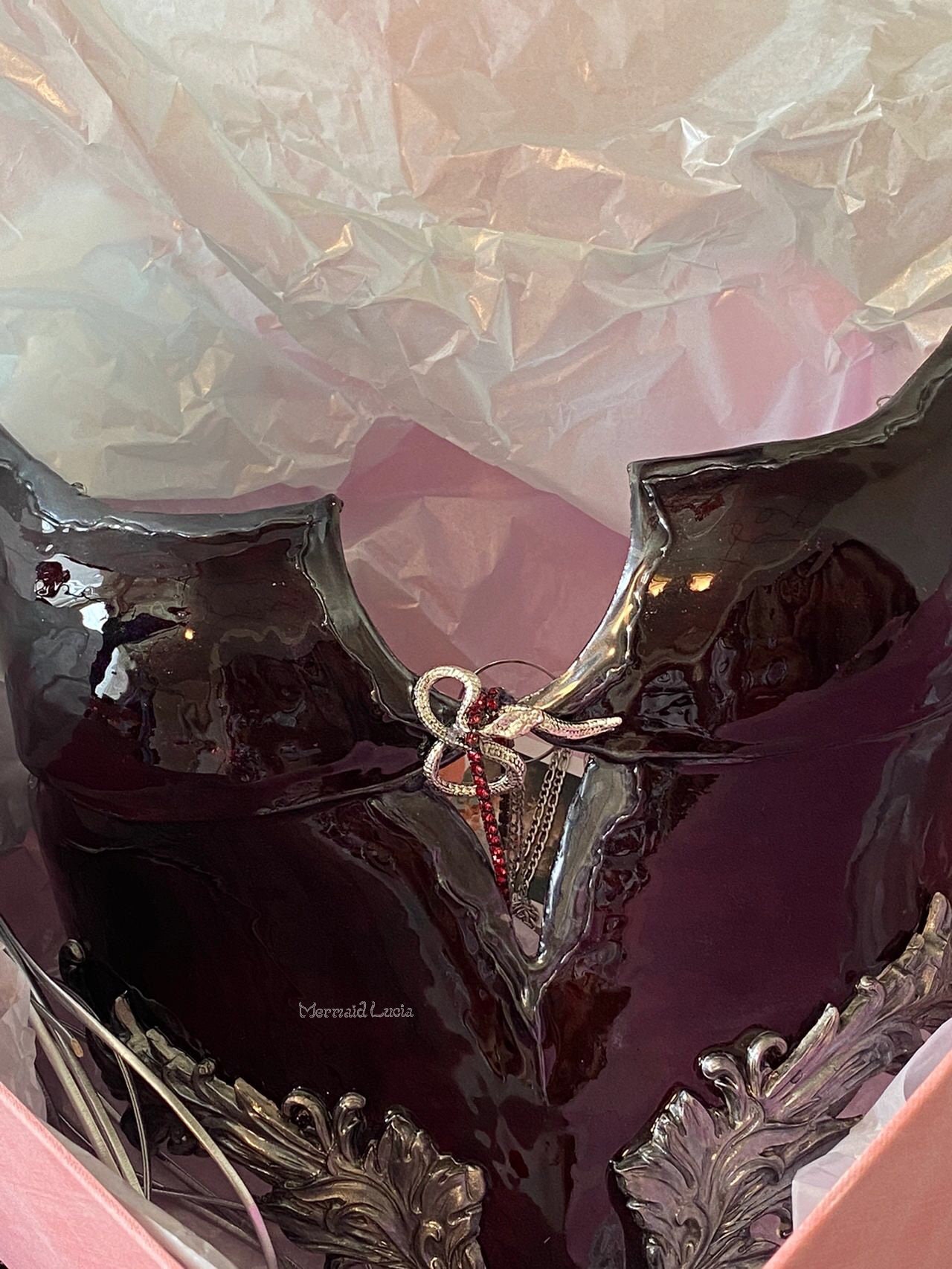 Blood Red Armour Resin Mermaid Corset Bra Top Cosplay Costume Patent ...