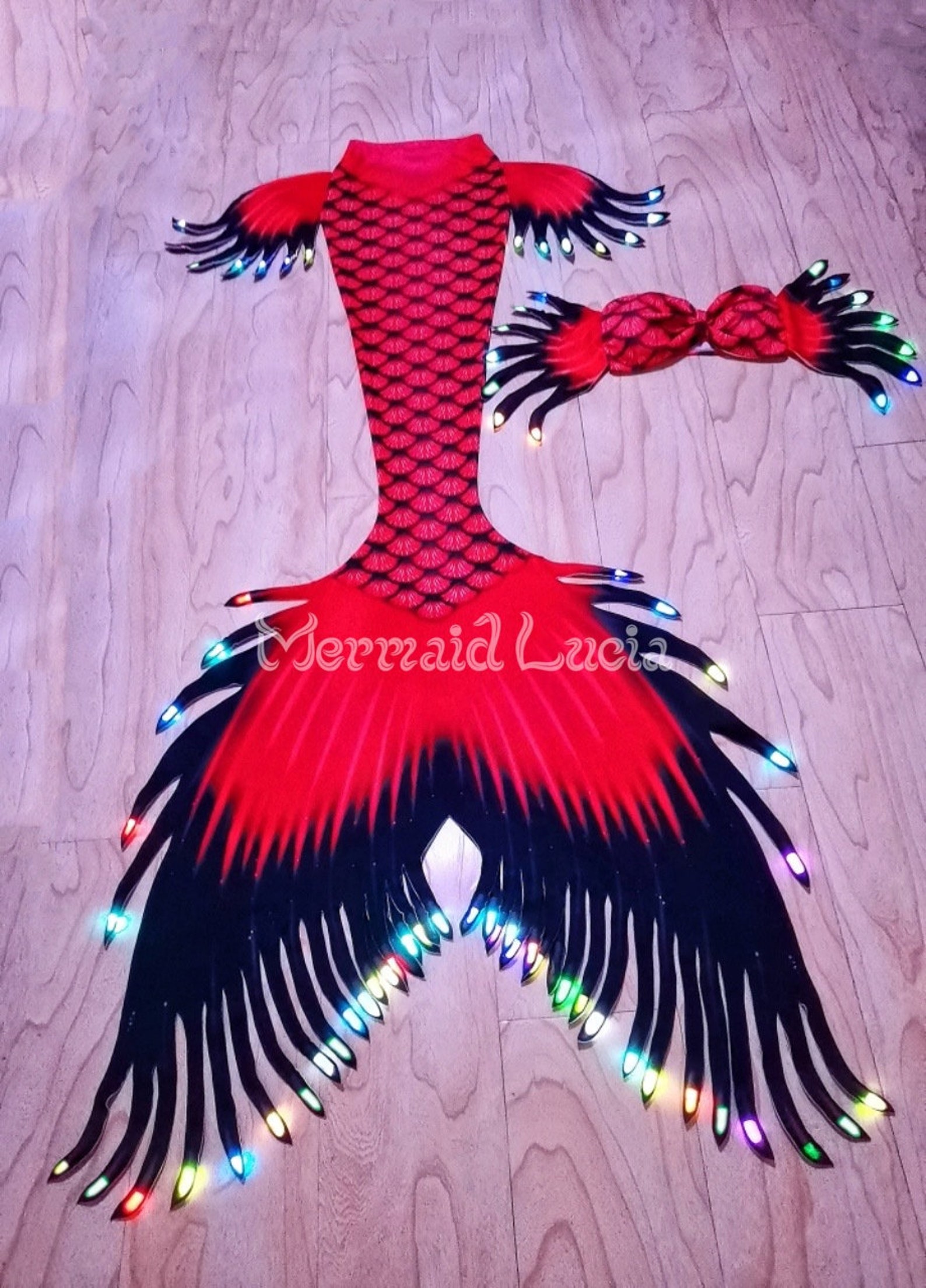 Patent-protected Glowing Mermaid Merman Tail Style 1 Red Black - Etsy