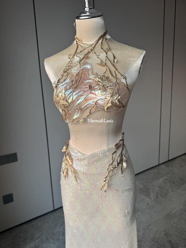 Golden Vine Twining Resin Corset Bra Top Cosplay Costume Patent ...