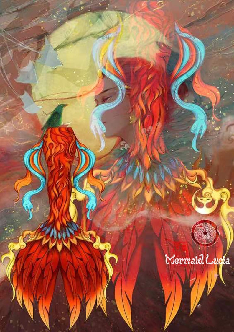 Water Red Peacock Mermaid Merman Tail - Etsy