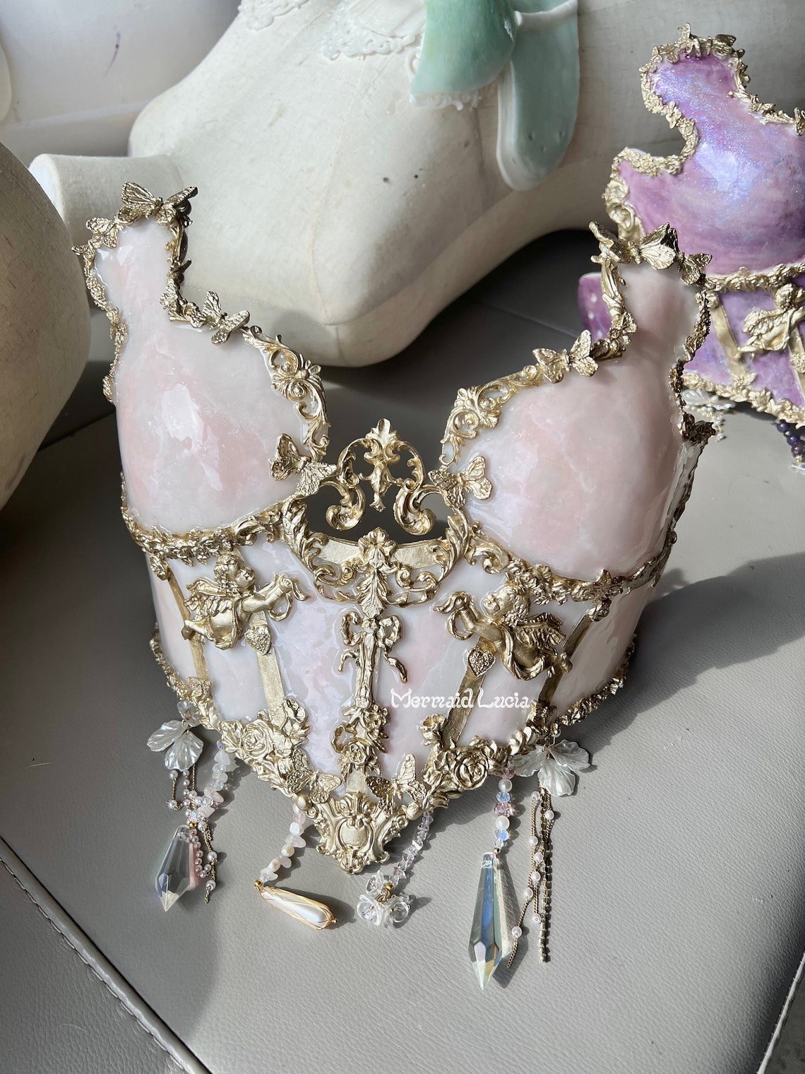 Pink Marble Color Resin Mermaid Corset Bra Top Cosplay Costume - Etsy UK