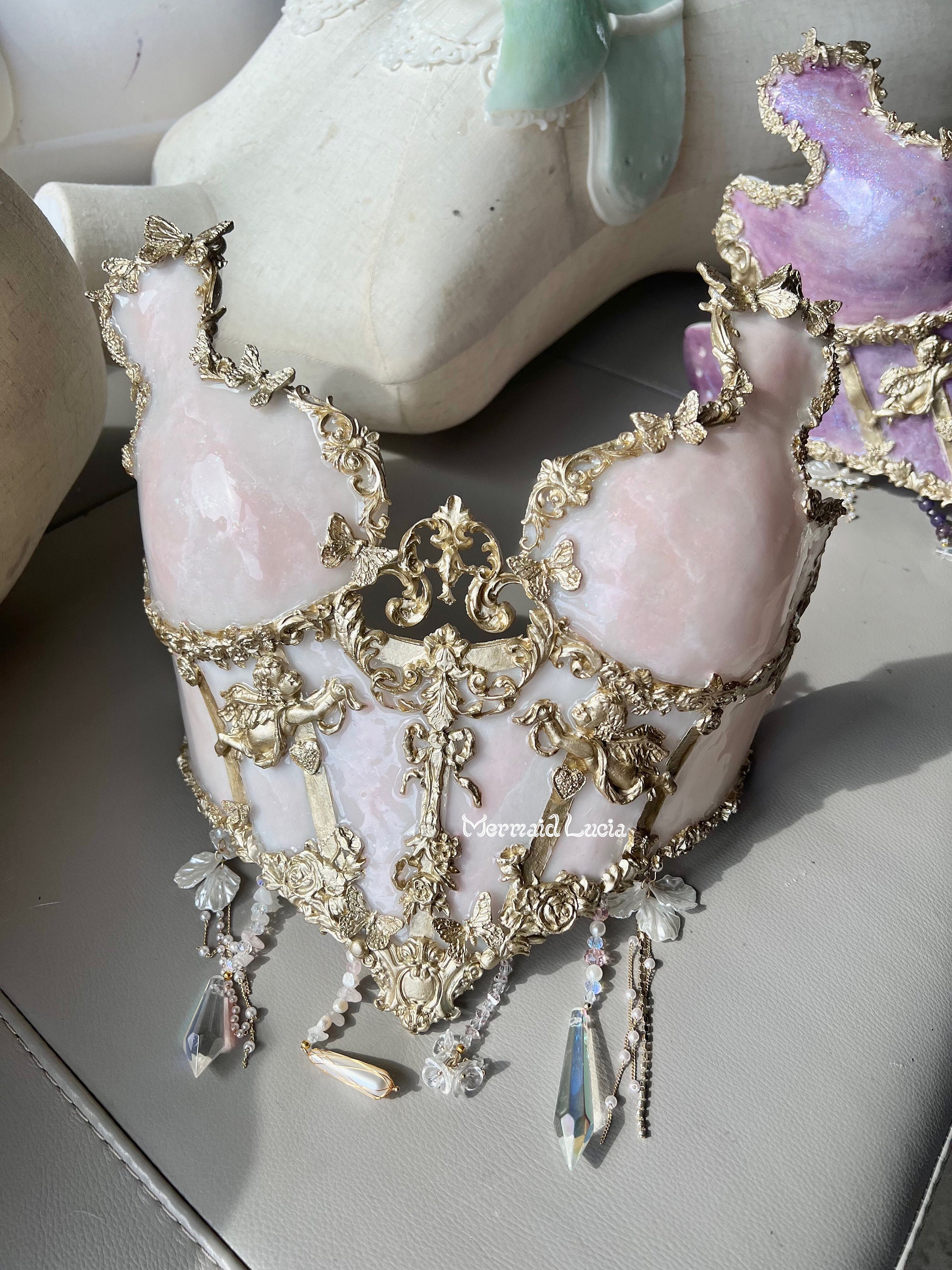Pink Marble Color Resin Mermaid Corset Bra Top Cosplay Costume - Etsy UK