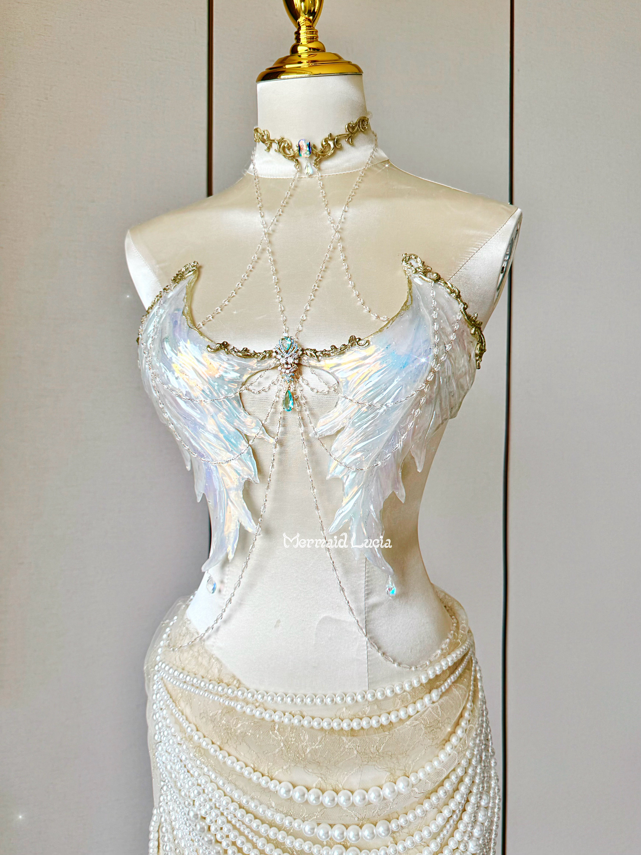 Angel Wings Resin Porcelain Mermaid Corset Bra Top Cosplay Costume ...