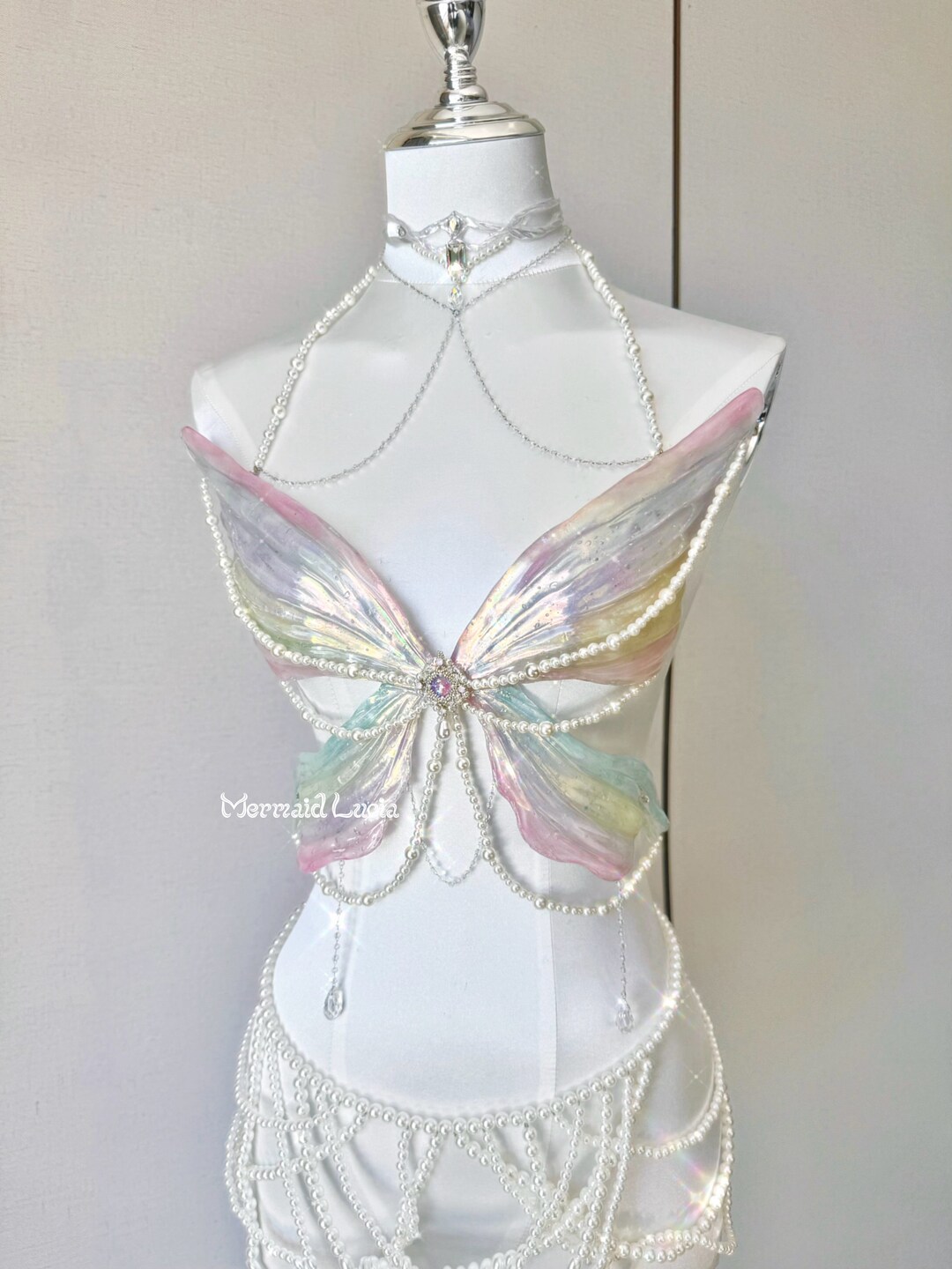 Rainbow Iris Resin Porcelain Mermaid Corset Bra Top Cosplay Costume ...