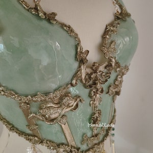 Sage Mint Green Marble Resin Mermaid Corset Bra Top Cosplay Costume ...