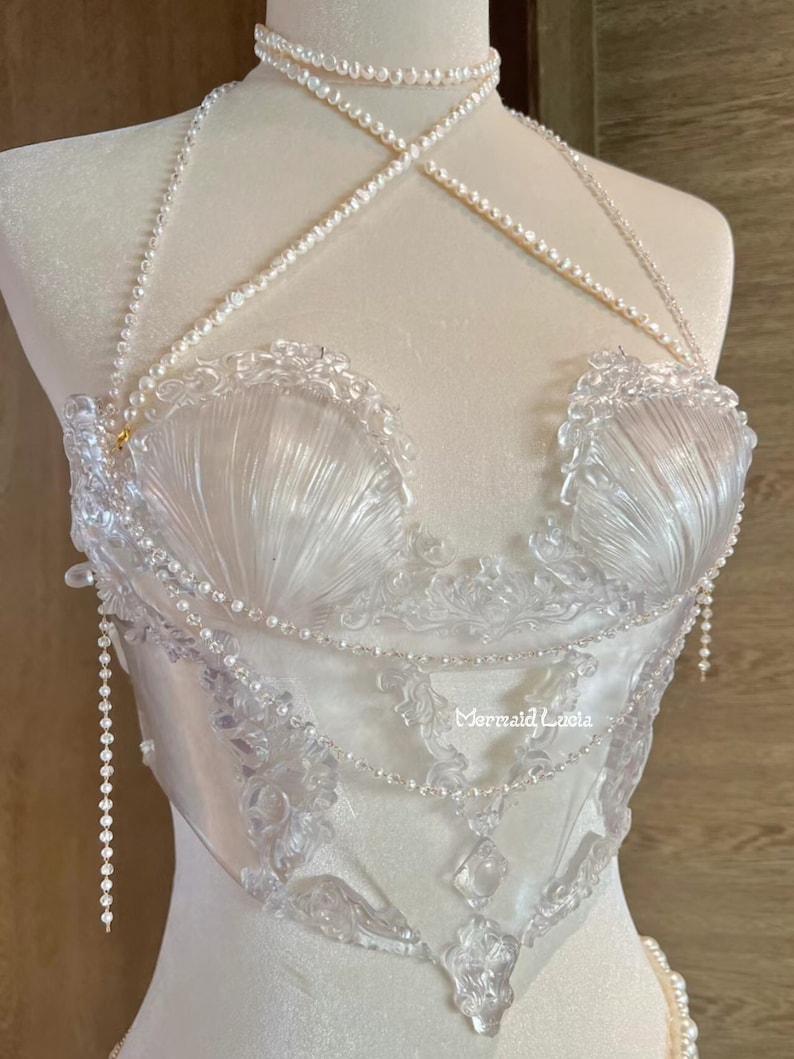Transparent Shell Girl Resin Mermaid Corset Bra Top Cosplay Costume ...