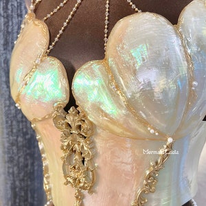 Glistening Seashell Princess Resin Mermaid Corset Bra Top Cosplay ...