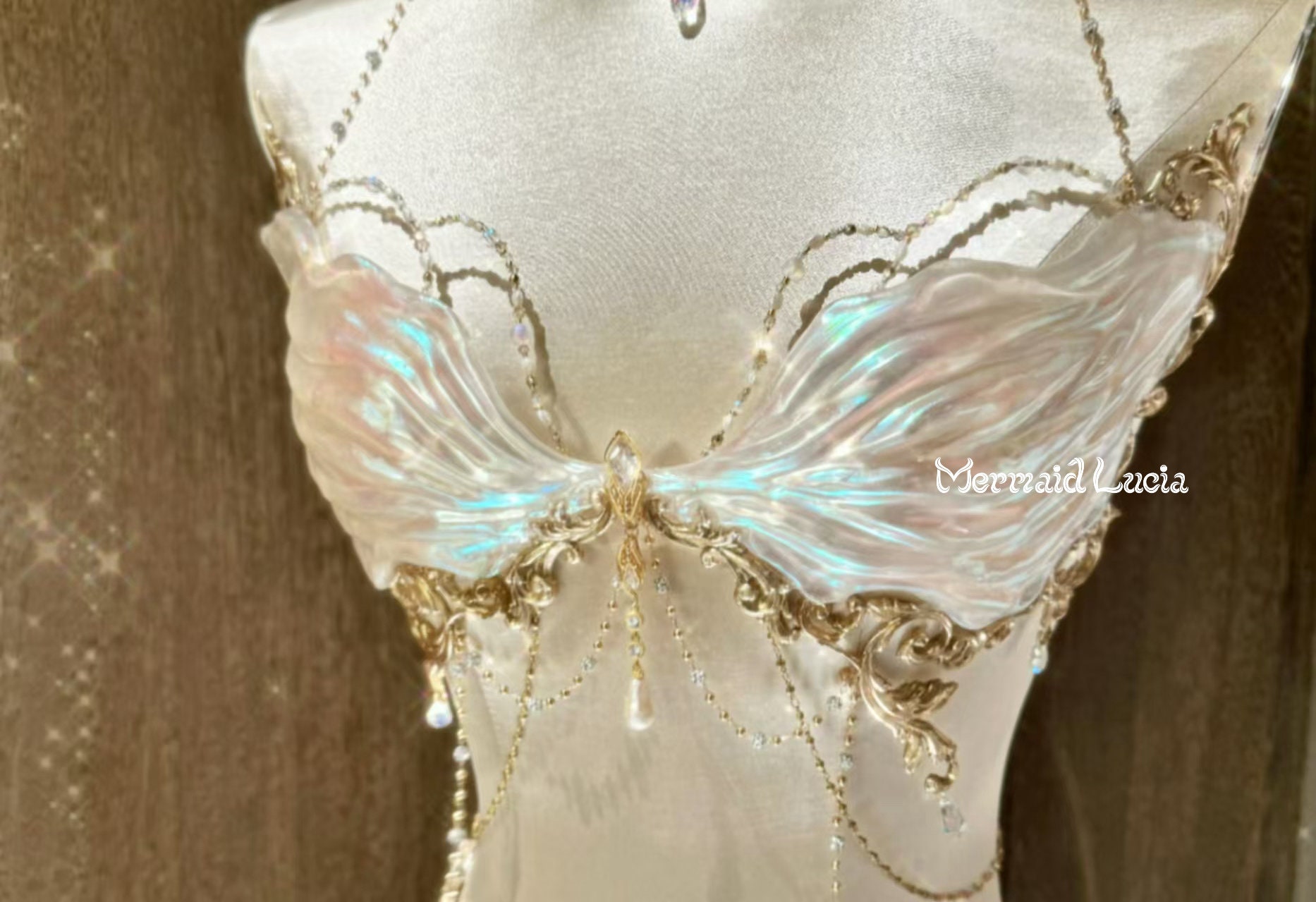 Mermaid Nymph Resin Porcelain Mermaid Corset Bra Top Cosplay Costume ...