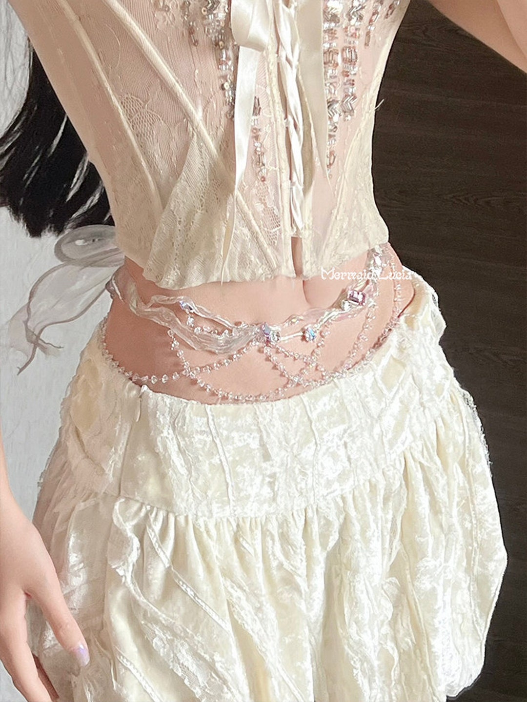 Crystal Princess Waist Chain Resin Mermaid Corset Bra Top Cosplay ...