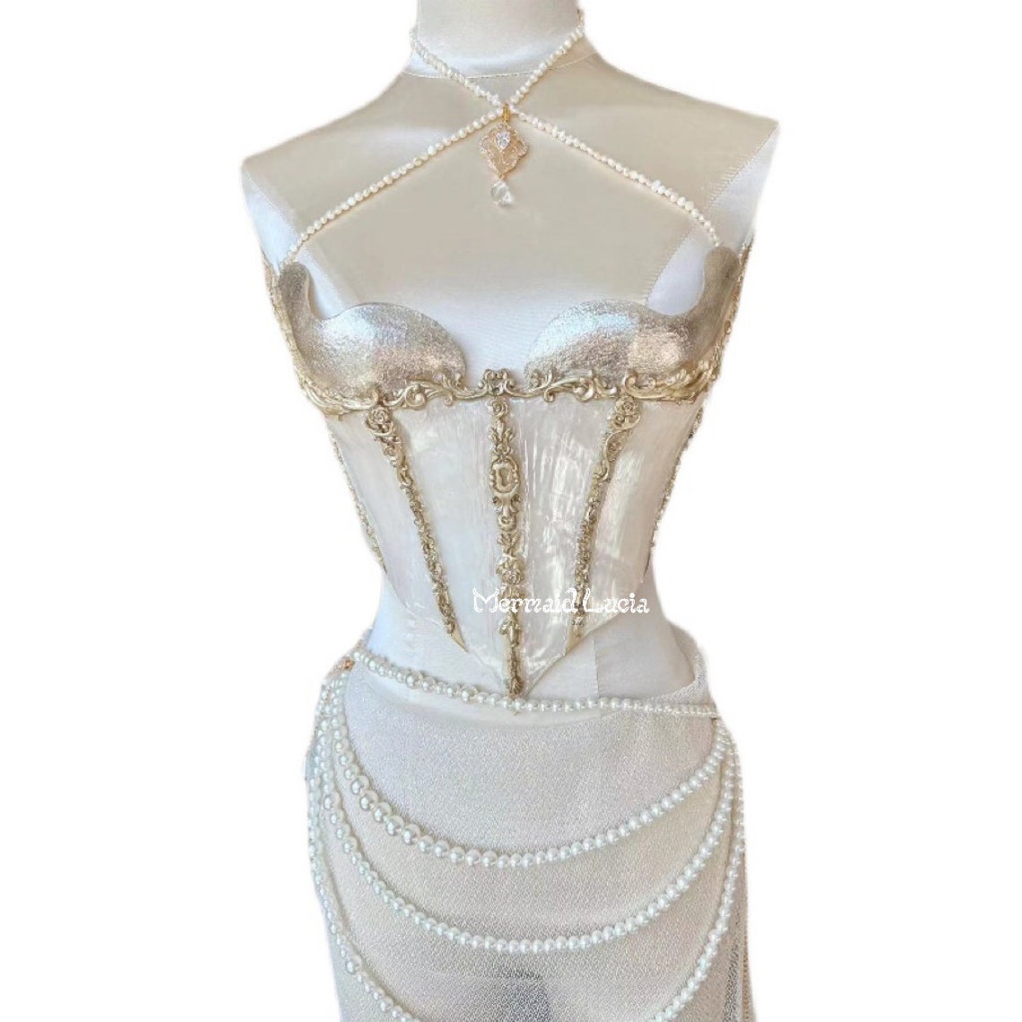 Baroque Pearl Luster Resin Mermaid Corset Bra Top Cosplay - Etsy