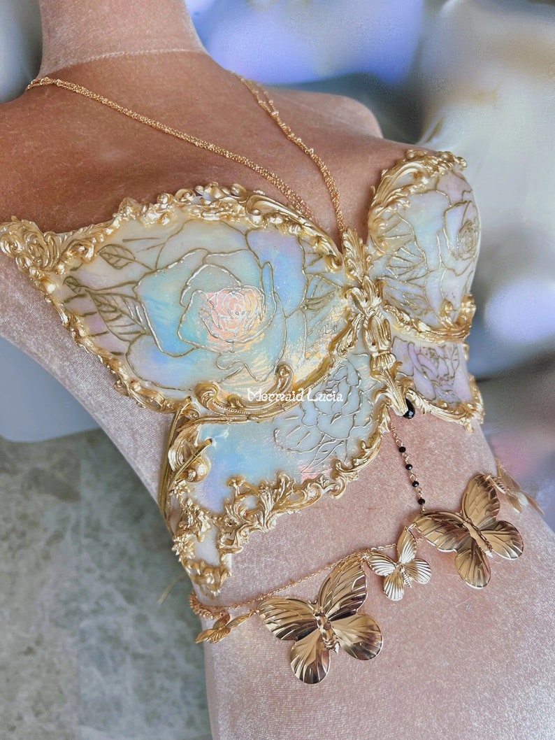 Moonstone Butterfly Resin Mermaid Corset Bra Top Cosplay - Etsy UK