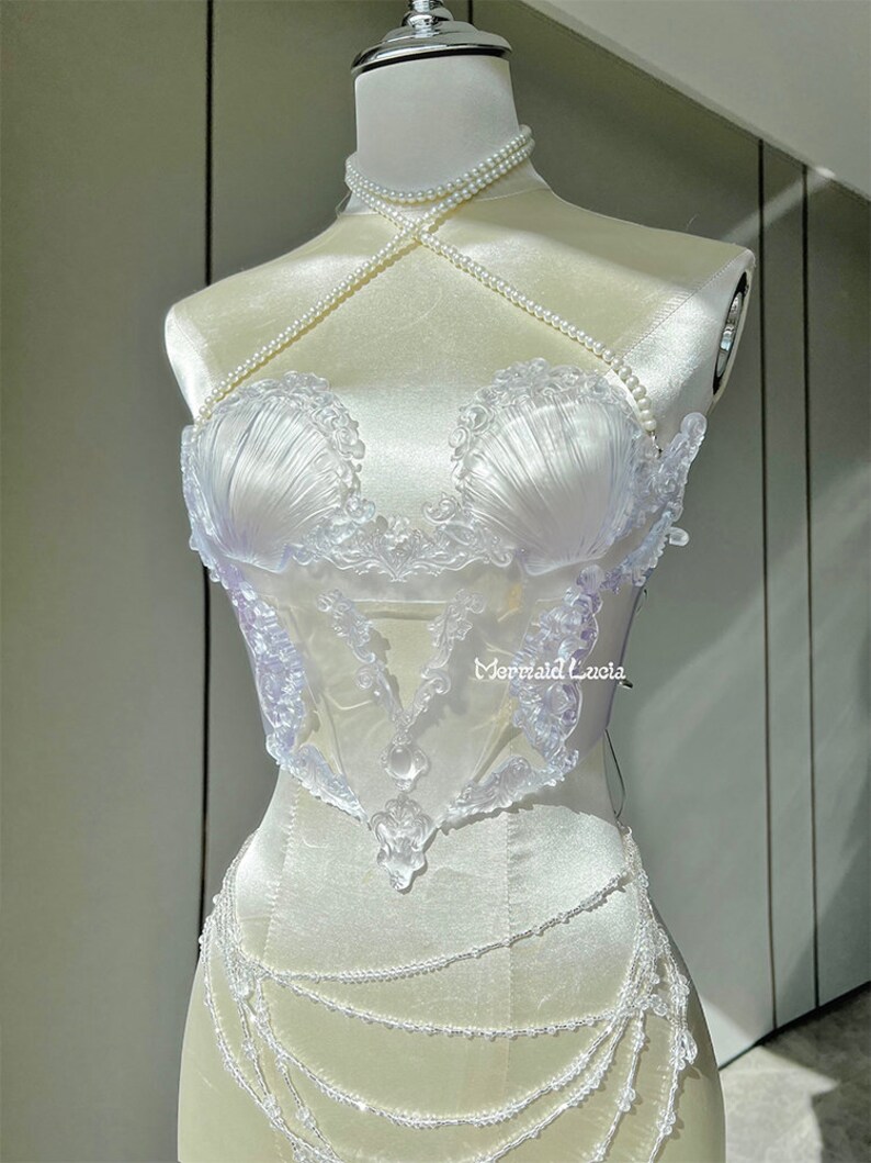 Transparent Shell Girl Resin Mermaid Corset Bra Top Cosplay Costume ...
