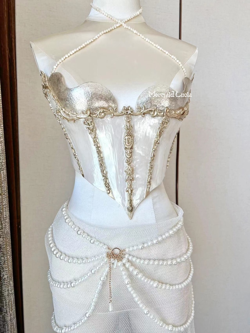 Baroque Pearl Luster Resin Mermaid Corset Bra Top Cosplay - Etsy
