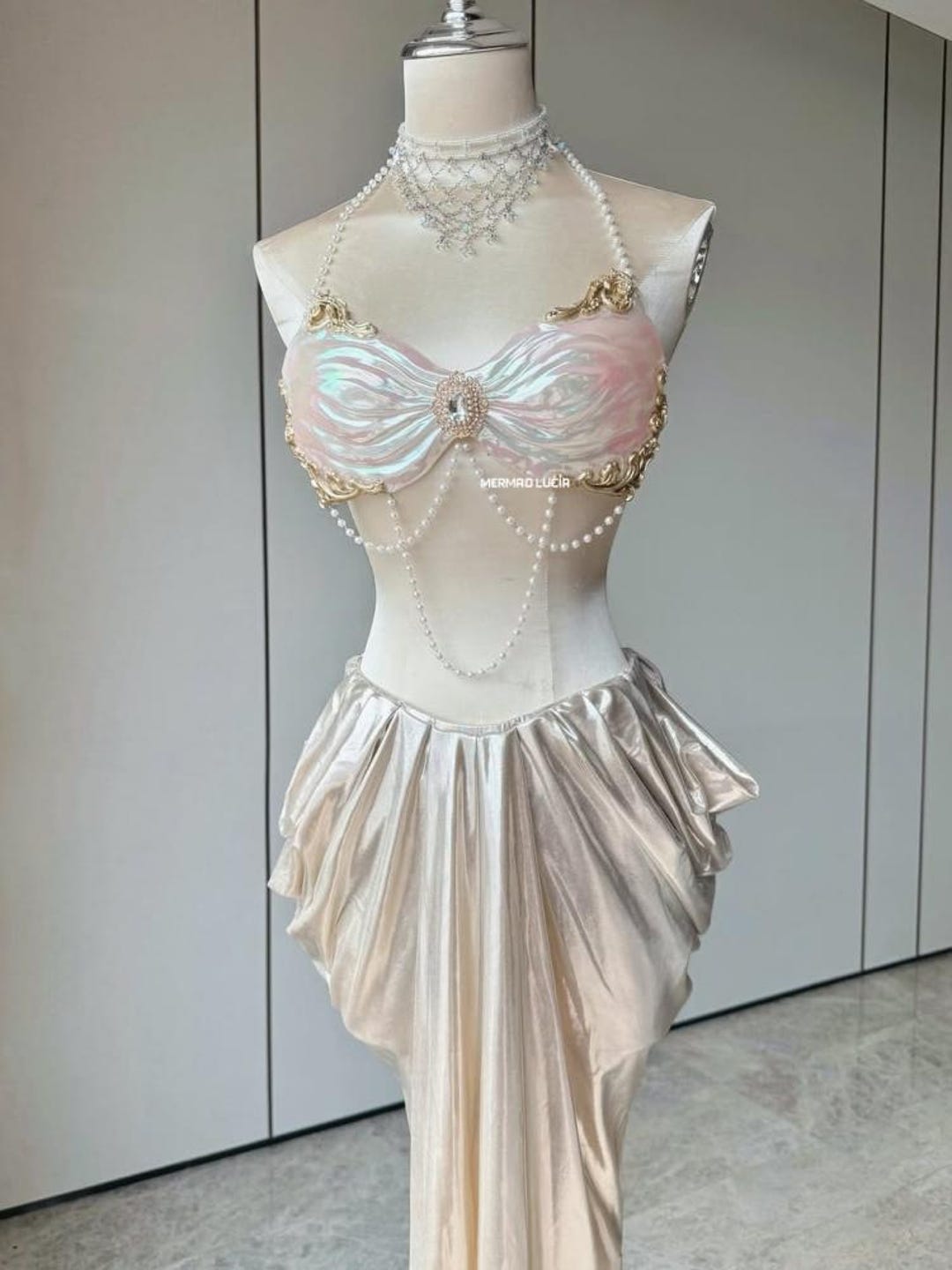 Opal Shell Glamour Resin Mermaid Corset Bra Top Cosplay Costume Patent ...