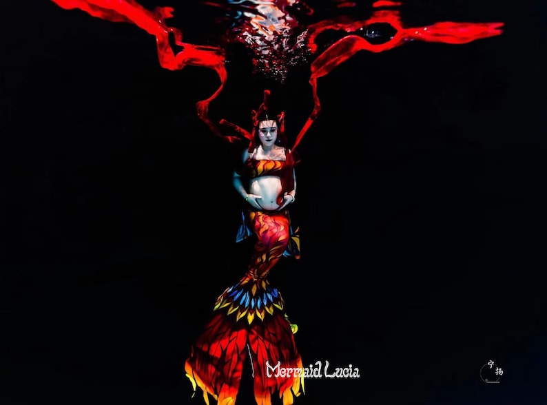 Water Red Peacock Mermaid Merman Tail - Etsy