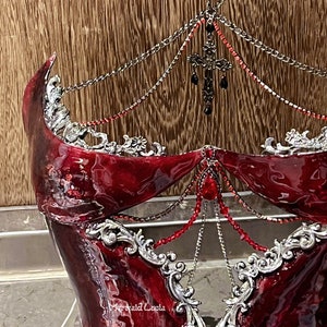 Red Rose Gothic Blood Resin Mermaid Corset Bra Top Cosplay Costume ...