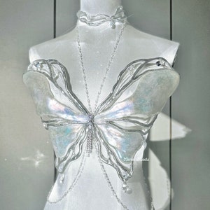 Ice Rift Crystal Butterfly Zirconia Resin Porcelain Mermaid Corset Bra ...