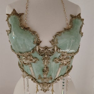 Sage Mint Green Marble Resin Mermaid Corset Bra Top Cosplay Costume ...