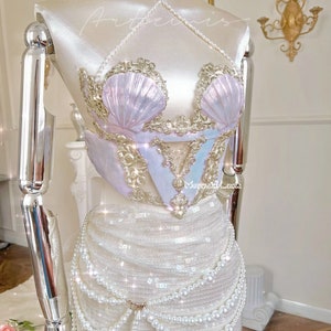 Vintage Palace Shell Resin Mermaid Corset Bra Top Cosplay Costume ...