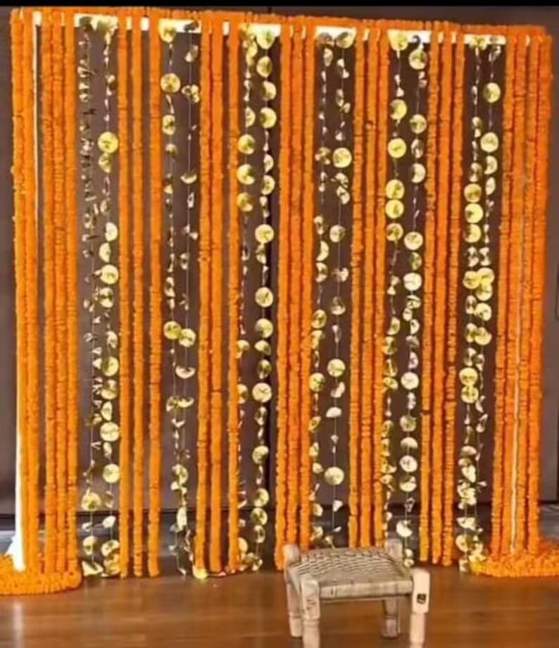 9 Ft.haldi Set Marigold Flower Garlands Yellow and White Wedding ...