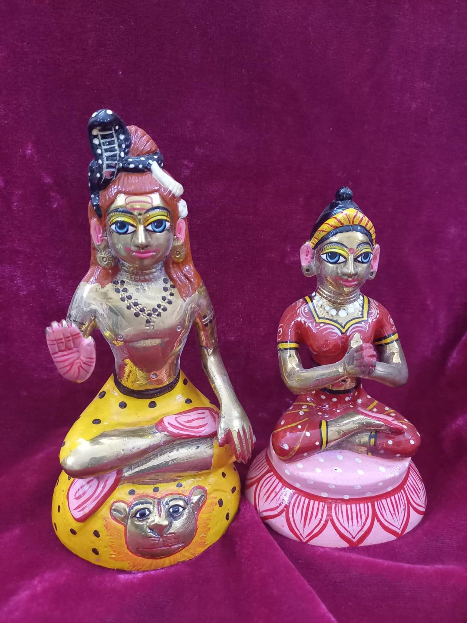 6 Shiva Parvati Bust Statue,brass Shiva Parvati on Crescent Moon With ...
