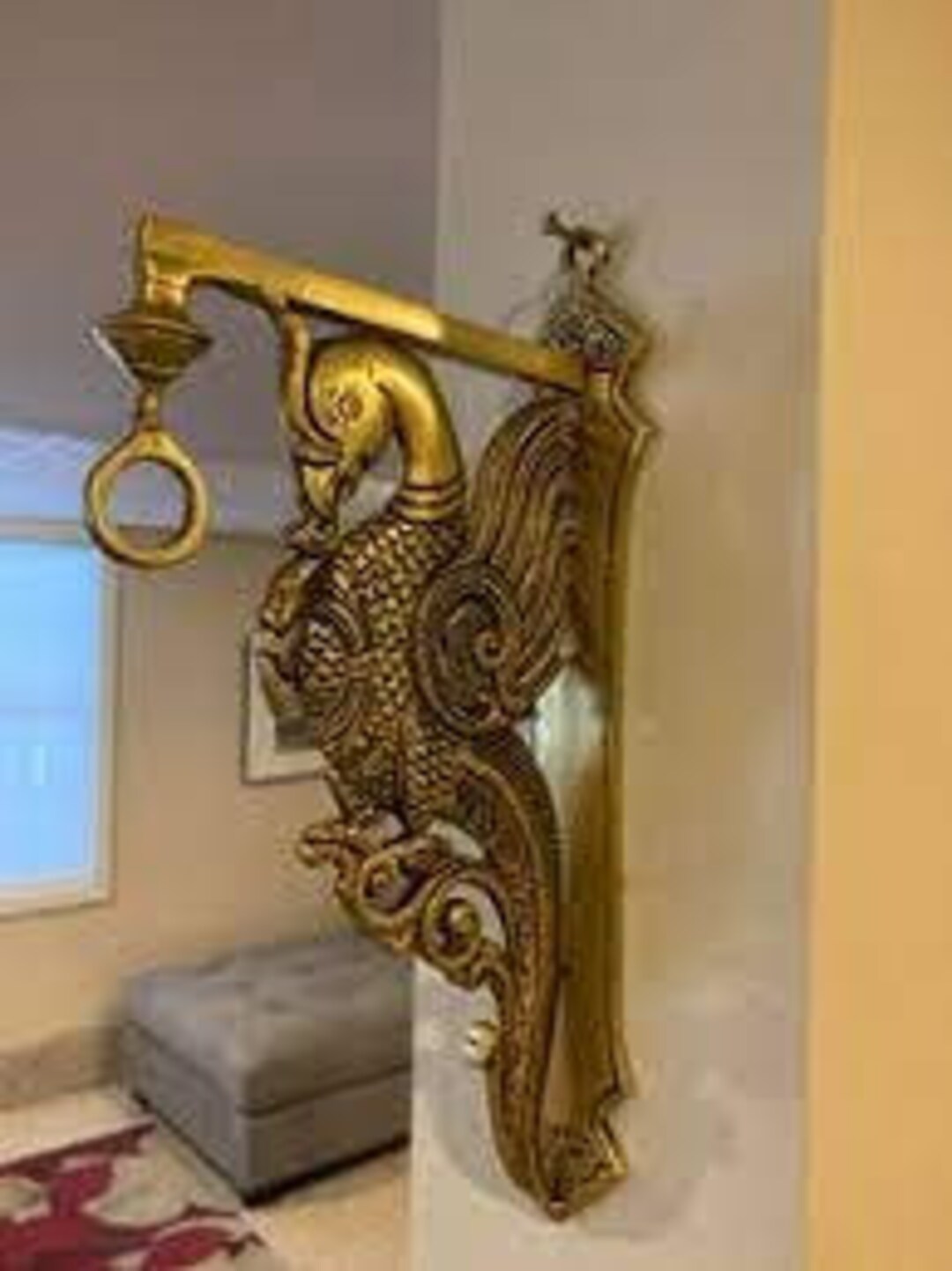 Peacock Brass Wall Bracket for Hanging Lamp or Bell,hanger,bracket,wall ...