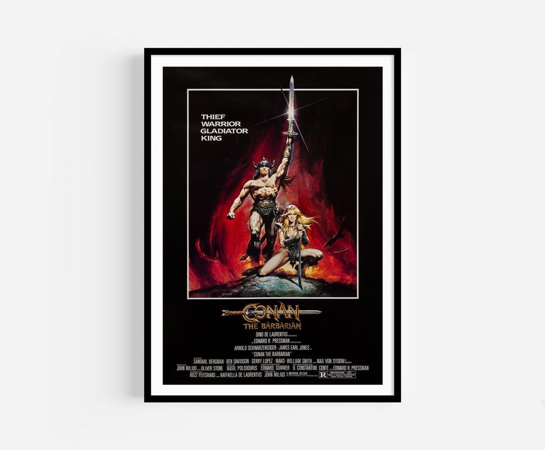 Conan the Barbarian Poster, 80s Fantasy Movie Print, Arnold ...