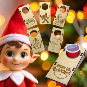 Quarters Drinking Game Board – Fun Christmas Party Game for Adults, Elf Bar Game, Holiday Party ...