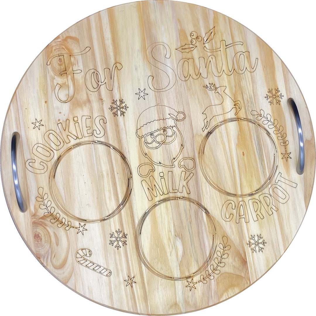 Santa Serving Tray With Handles/ Treats for Santa/ Milk and Cookies ...