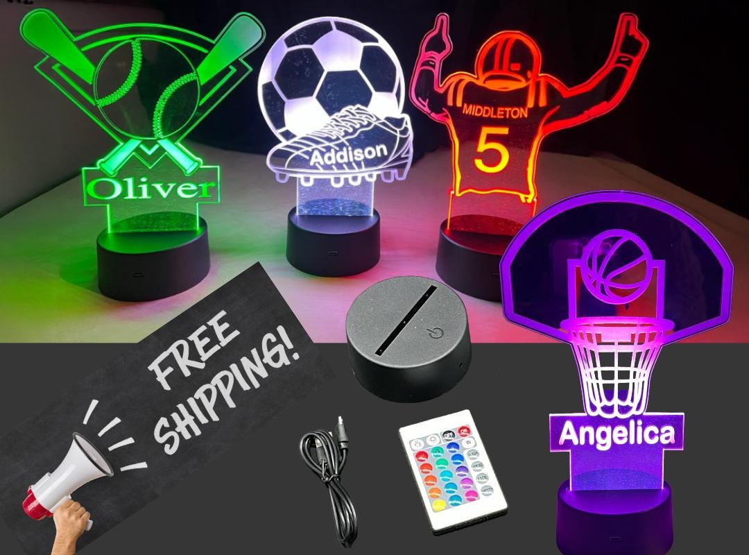 Custom Night Light Personalized Night Light Sports Themed Night Light ...