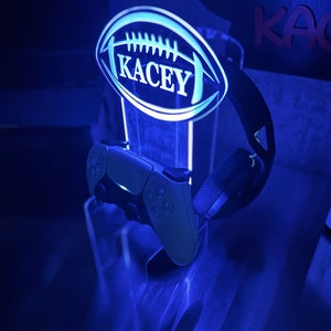 Personalized Game Controller Stand LED Light Engraved Gamer Headphones ...