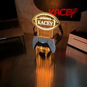 Personalized Game Controller Stand LED Light Engraved Gamer Headphones ...