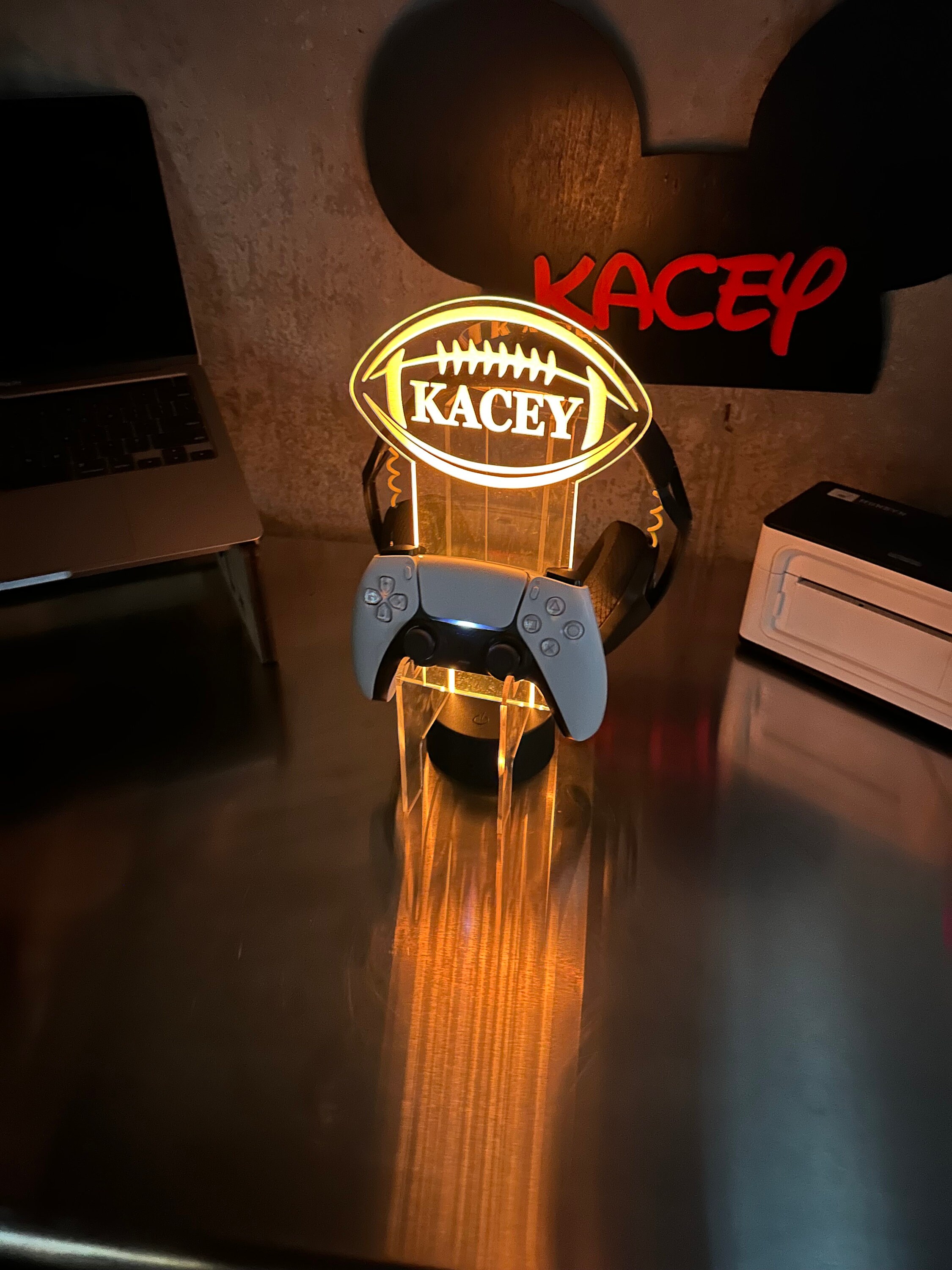 Personalized Game Controller Stand LED Light Engraved Gamer Headphones ...