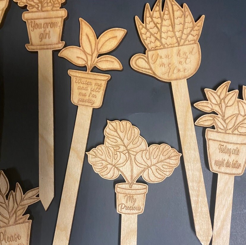 Plant Stakes/ Funny Plant Stakes/ Wooden Plant Stakes - Etsy