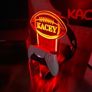 Personalized Game Controller Stand LED Light Engraved Gamer Headphones ...