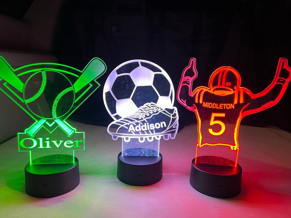 Sports Themed Acrylic LED Lights/ Color Changing Acrylic Night - Etsy