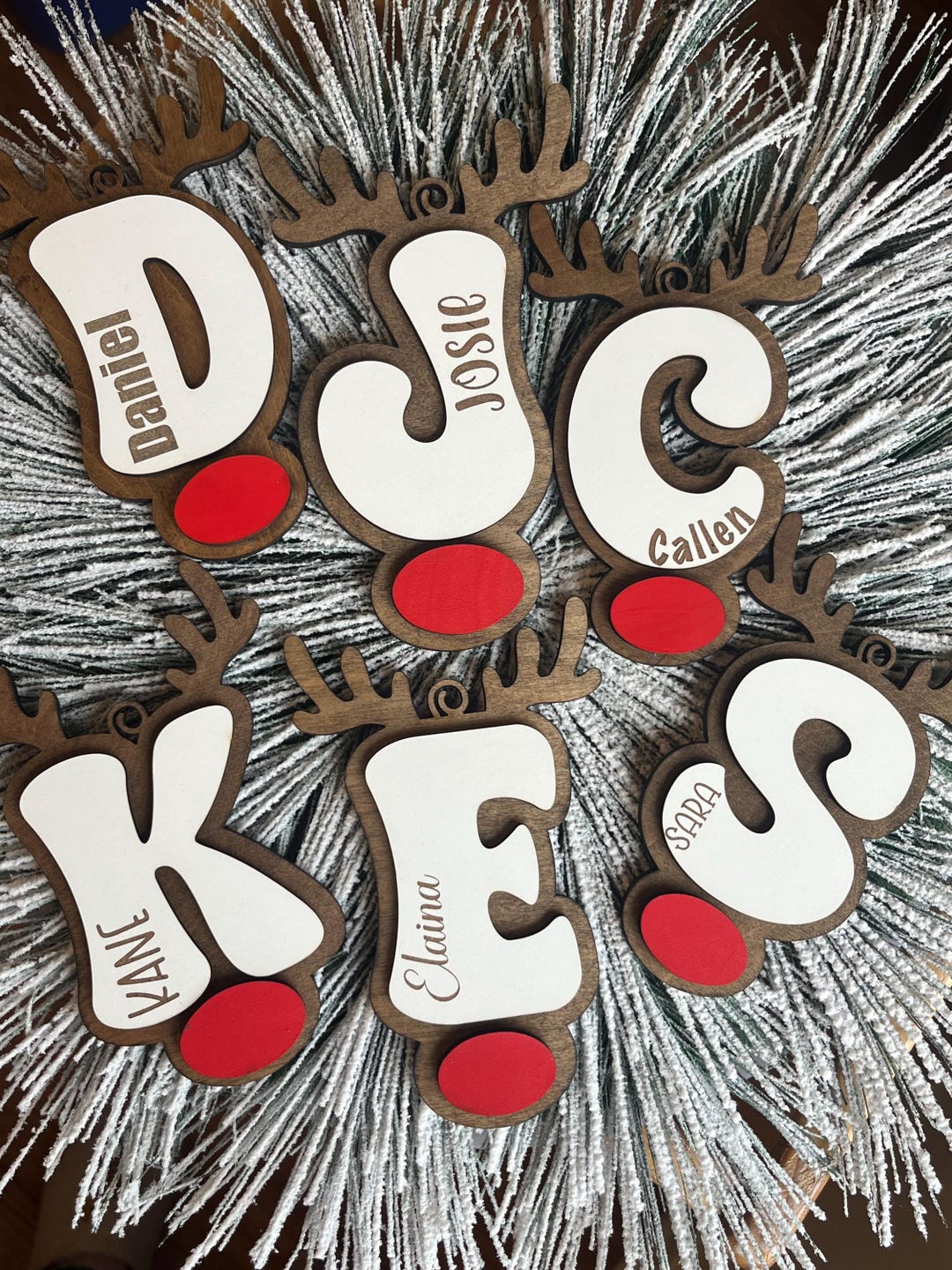 Personalized Ornaments/ Rudolph Ornaments/ Reindeer Ornaments/ Wooden ...