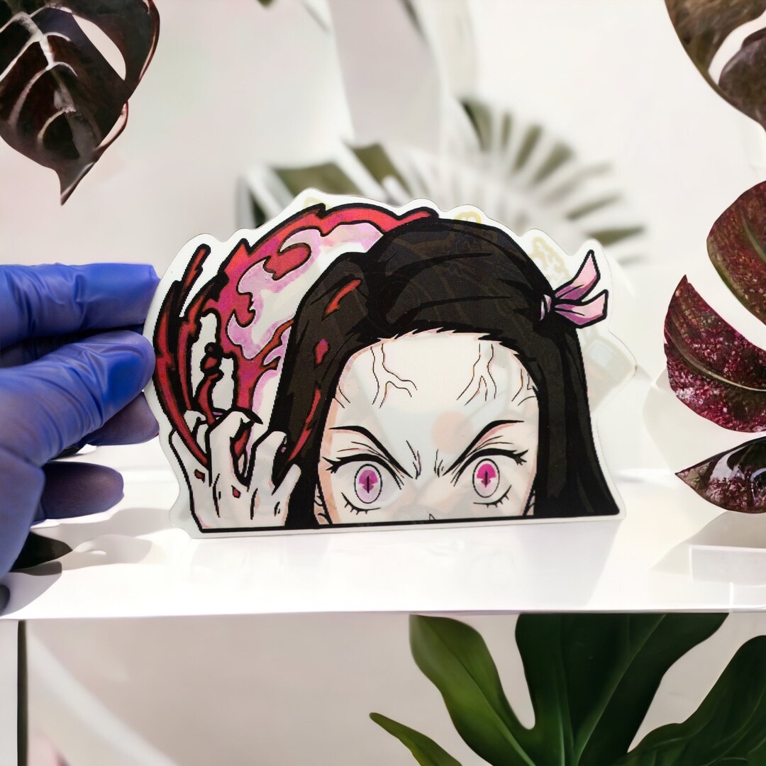 Demon Anime Changing Moving Peeker Sticker - Etsy