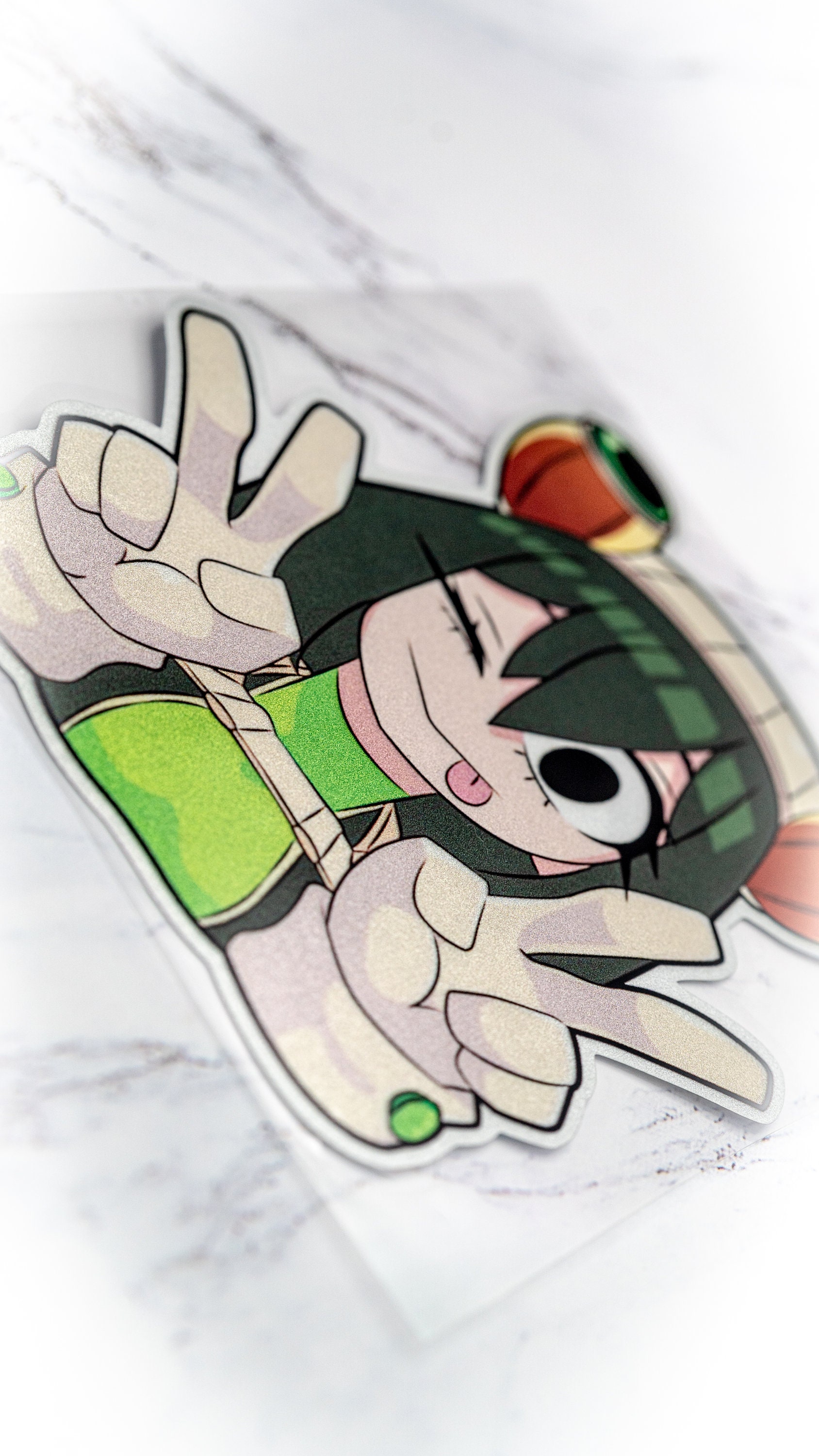 Anime Cute Peace Sign Reflective Peeker Sticker - Etsy