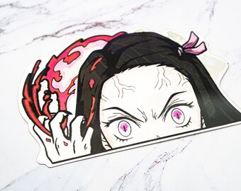 Cute Angry Demon Anime Changing Moving Peeker Sticker - Etsy