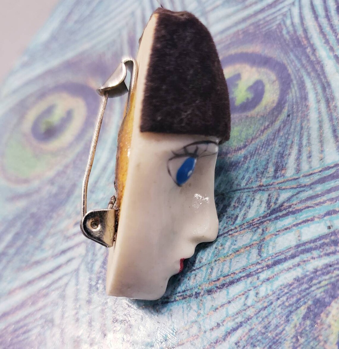Vintage Flapper Girl Head Brooch, Roaring Twenties, Art Deco, - Etsy