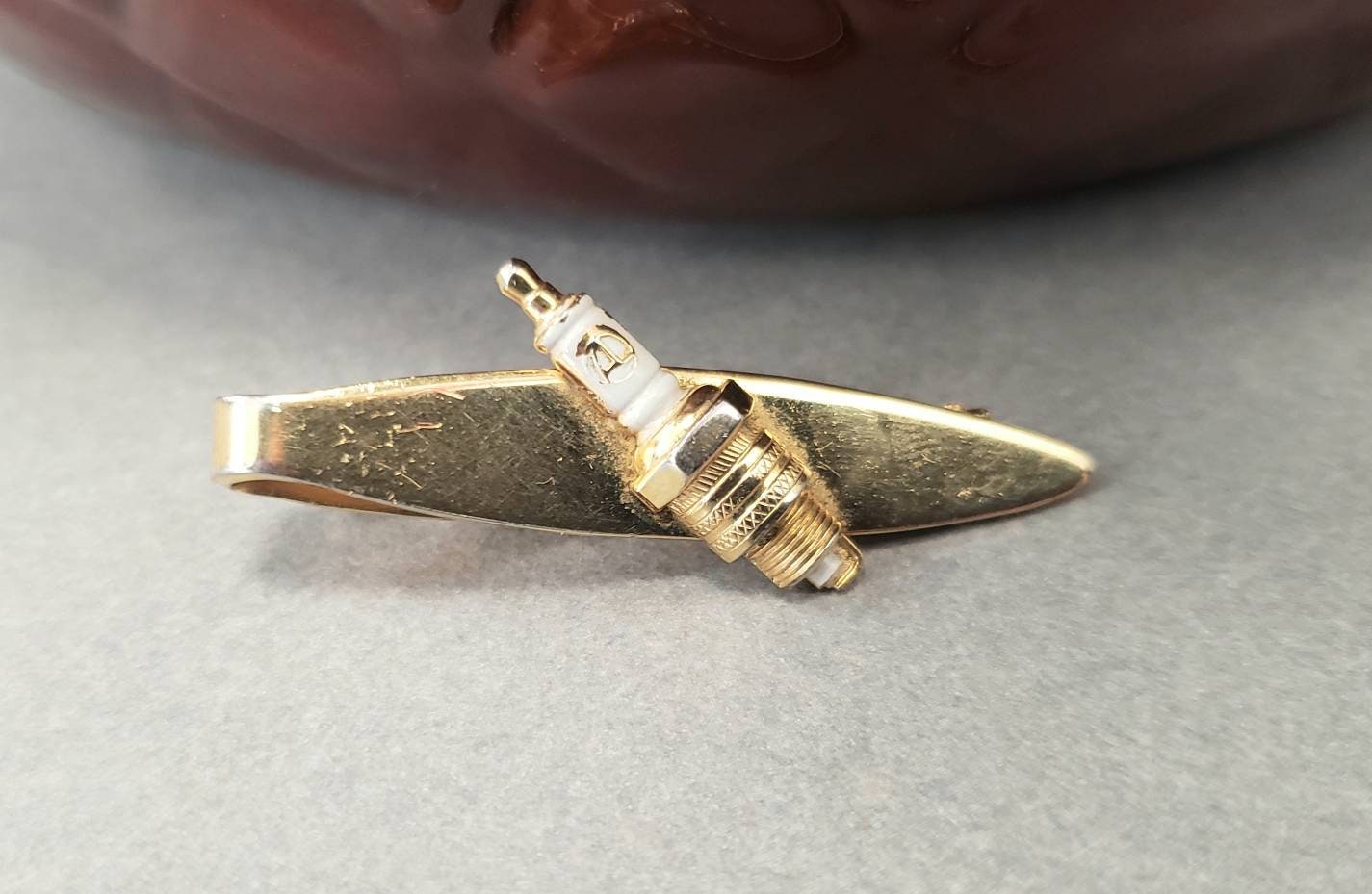 Vintage Marked Speidel Men's Gold Plated Brass Spark Plug Tie Clip - Etsy