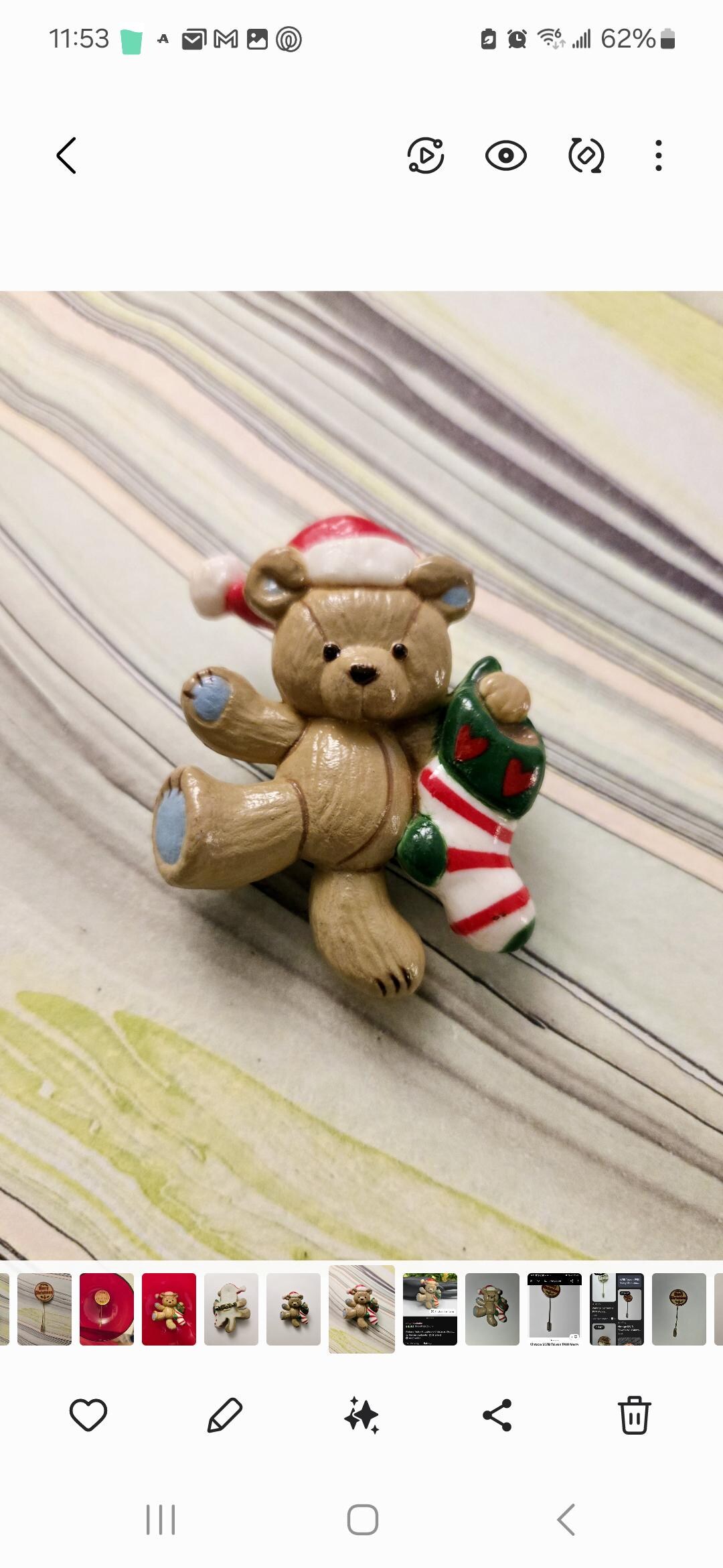 Vintage Gibson Greetings Teddy Bear With Santa Hat and Stocking Teddy ...