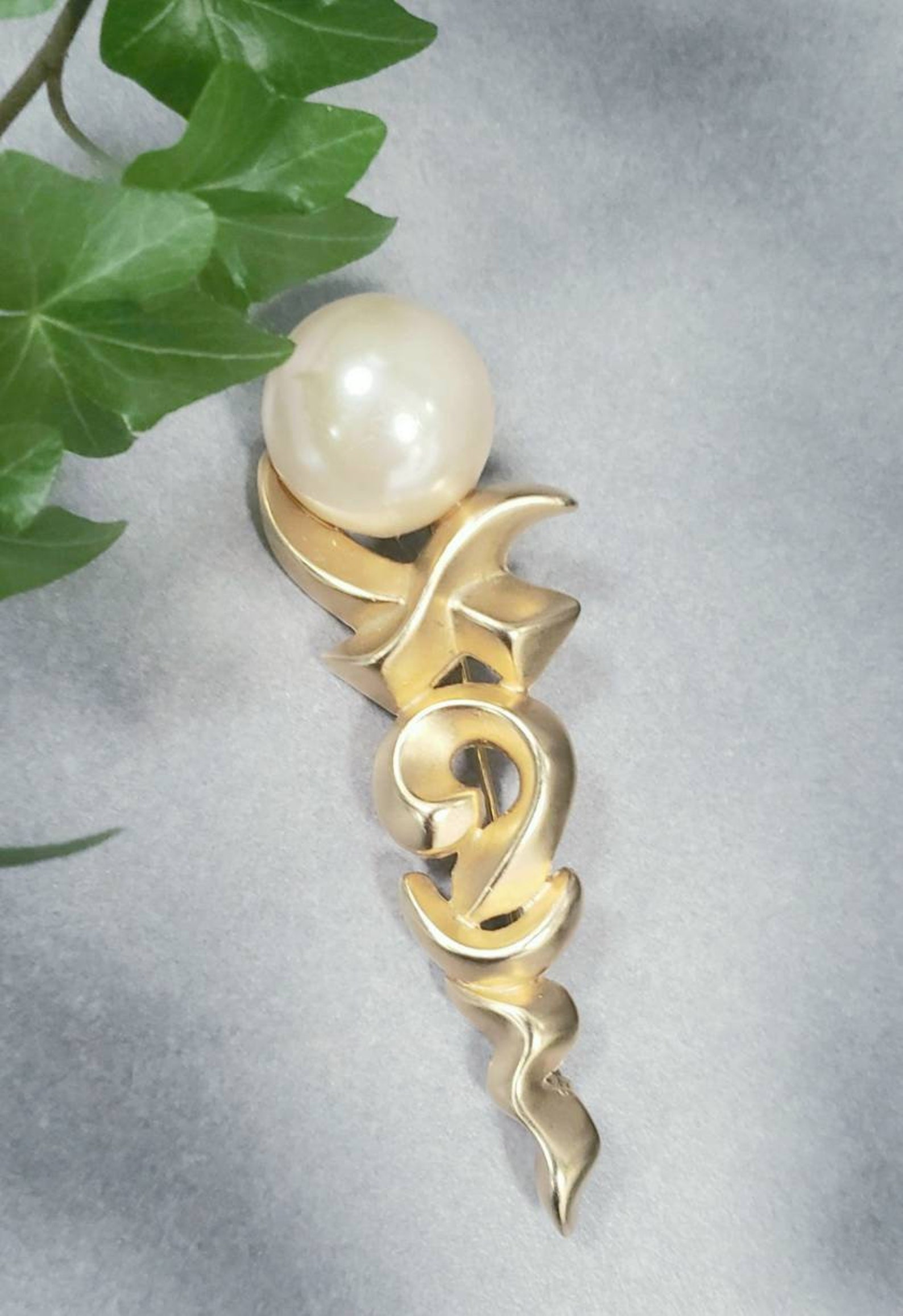 Vintage 1980s Signed FO Abstract (fernando Originals) Matte Gold Tone ...