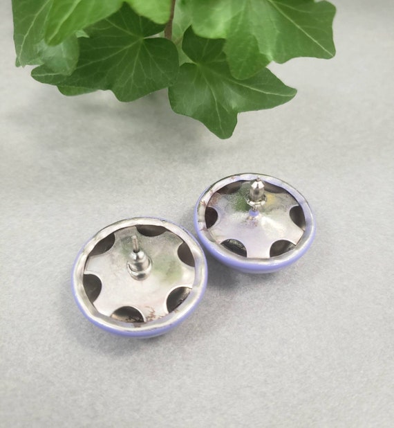 Vintage Lilac Painted Hollow Metal Dome Button Pierce… - Gem