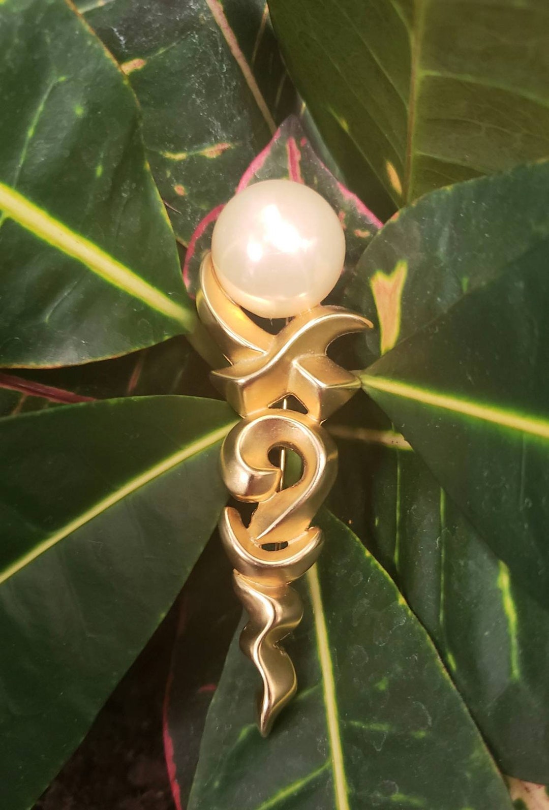 Vintage 1980s Signed FO Abstract fernando Originals Matte Gold Tone ...